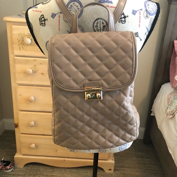 No Label | Bags | Taupe Quilted Mini Backpack | Poshmark